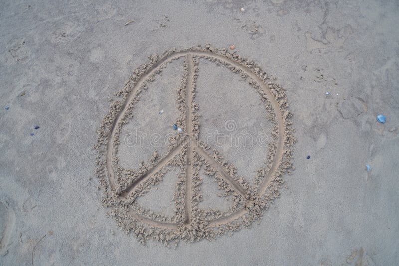 A Peace Sign Was Drawn in the Sand Stock Image - Image of healthy ...