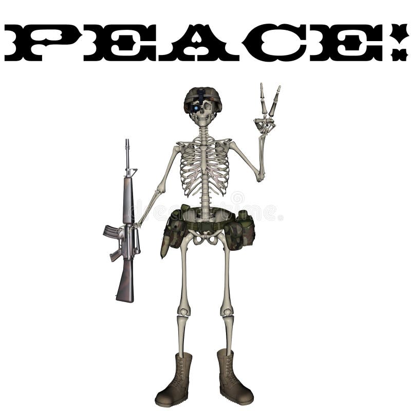 Peace skeleton stock illustration. Illustration of army - 5949025
