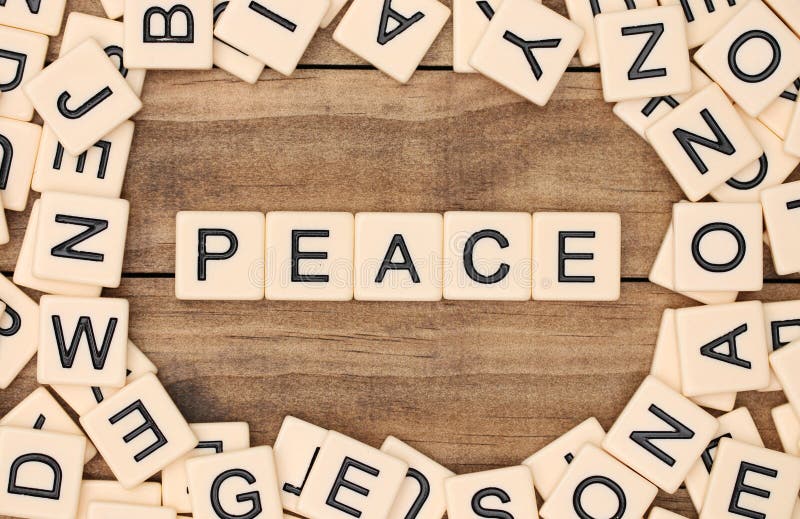 Peace Spelled with Alphabet Blocks on a Red Background Stock Photo ...