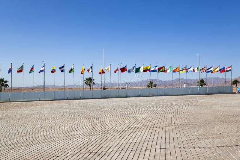 Peace Square with Flags of Different Countries Editorial Stock Image ...