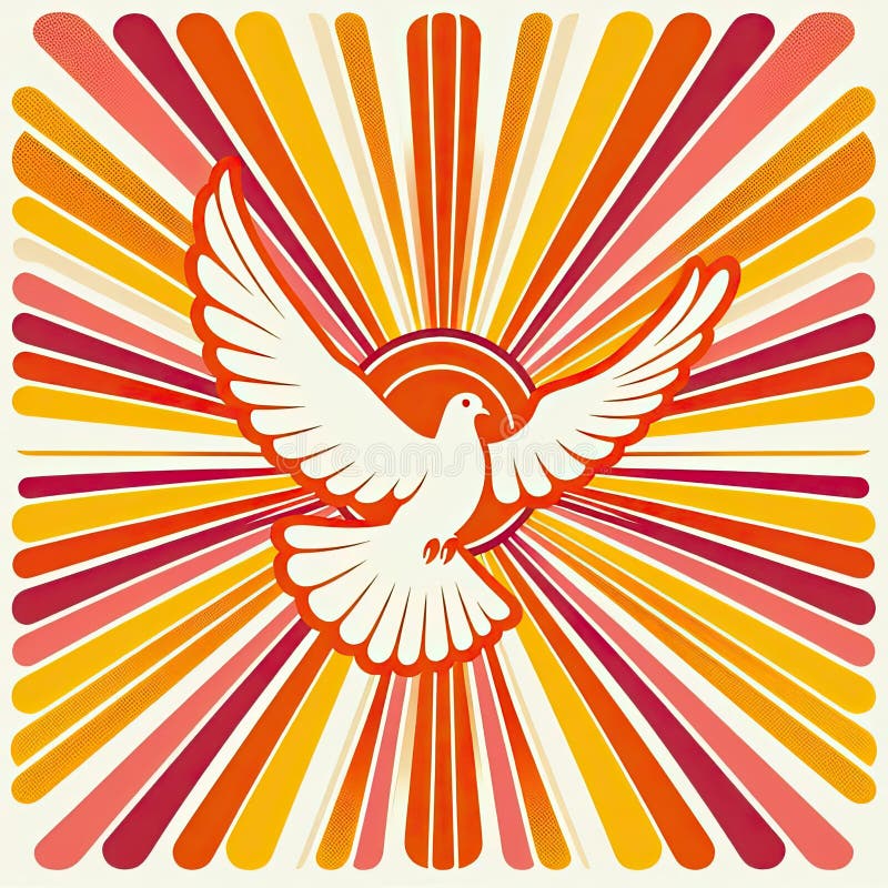 Peace Symbol Bird with Retro Rays Stock Illustration - Illustration of ...