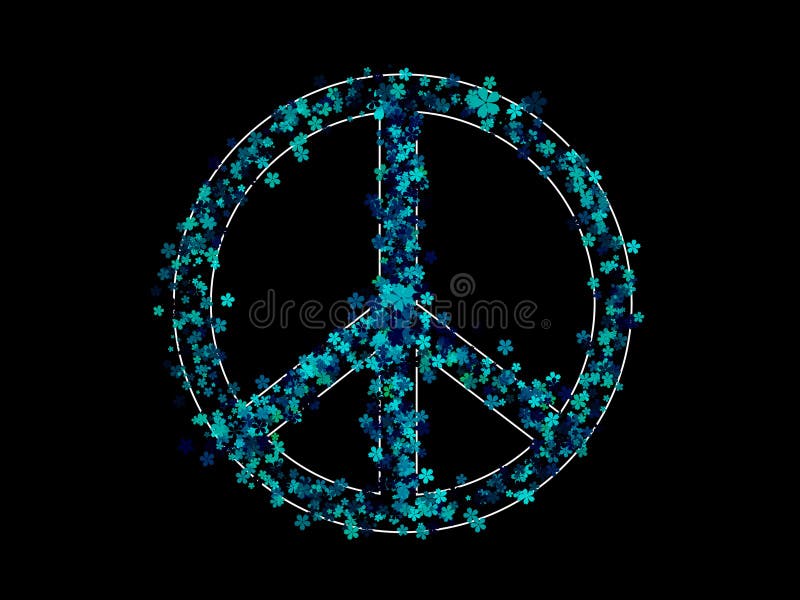 Peace Symbol on Black Background Stock Illustration - Illustration of ...