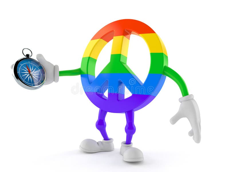 Peace Symbol Character Looking at Question Mark Symbol Stock ...