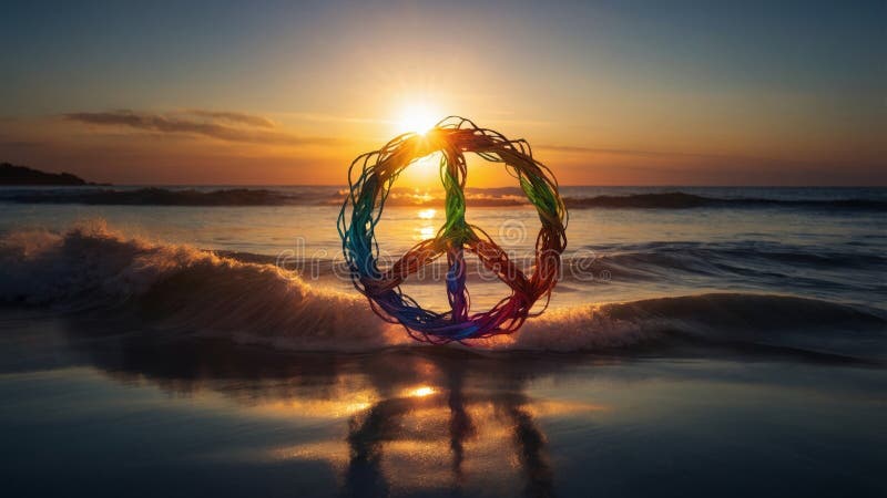 Interconnected Hands Forming a Peace Symbol with a Rising Sun for ...