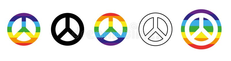 Peace Symbol of Different Types Stock Illustration - Illustration of ...