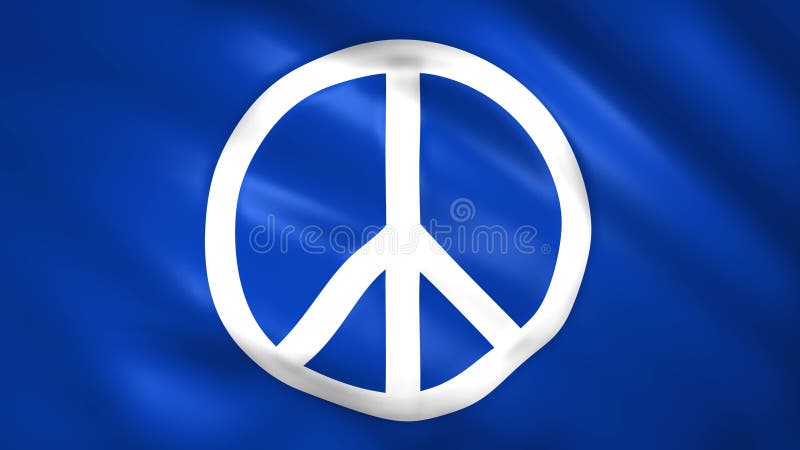 Peace Symbol on the Blue Flag Moves in the Wind Stock Footage - Video ...
