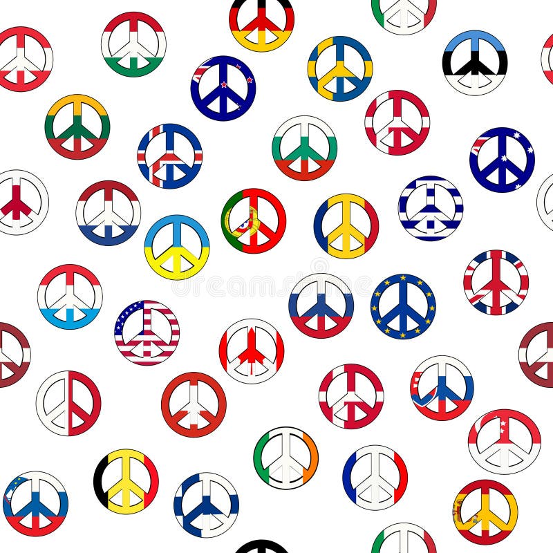 Peace Symbol with Flags of Different Countries from the World Stock ...