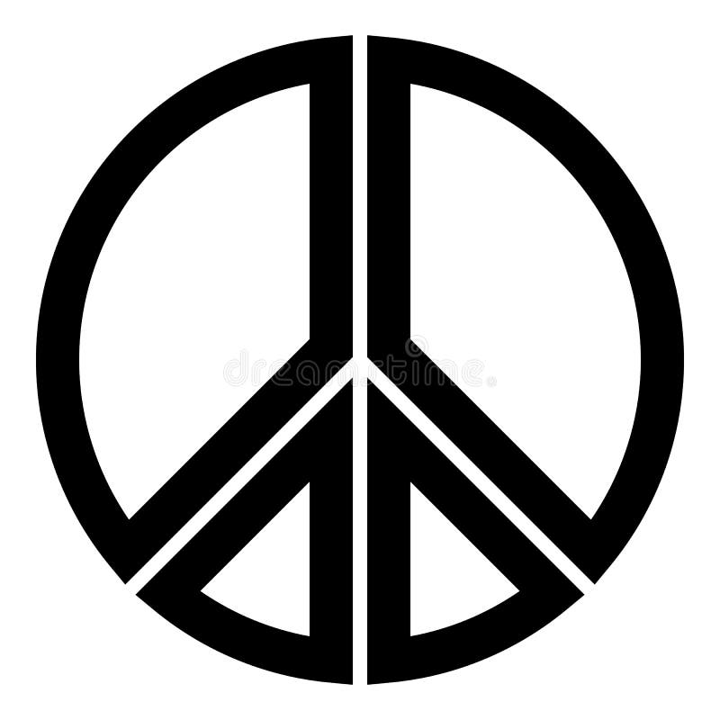 Peace Symbol Icon - Black Simple, Segmented Outlined Shapes, Isolated ...