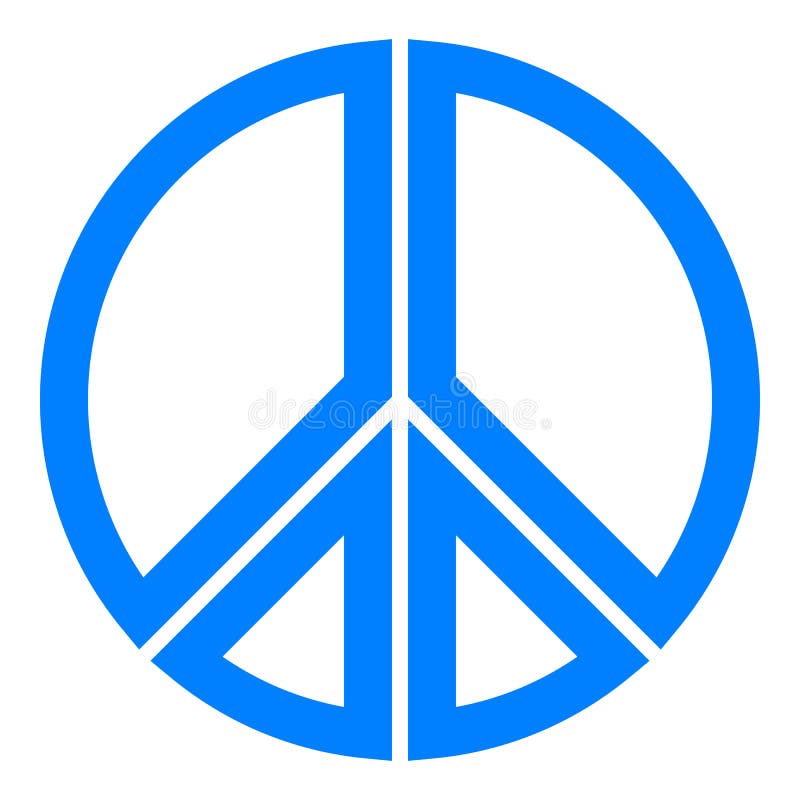 Peace Symbol Icon - Blue Simple, Segmented Outlined Shapes, Isolated ...