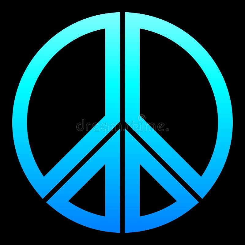 Peace Symbol Icon - Cyan Blue Simple Gradient, Cold Light, Segmented ...