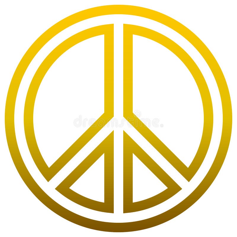 Peace Symbol Icon - Golden Simple Outlined Gradient, Isolated - Vector ...