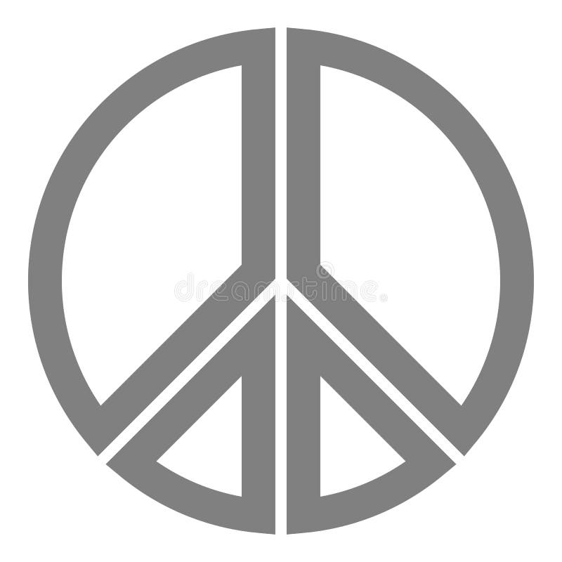 Peace Symbol Icon - Medium Gray Simple, Segmented Outlined Shapes ...