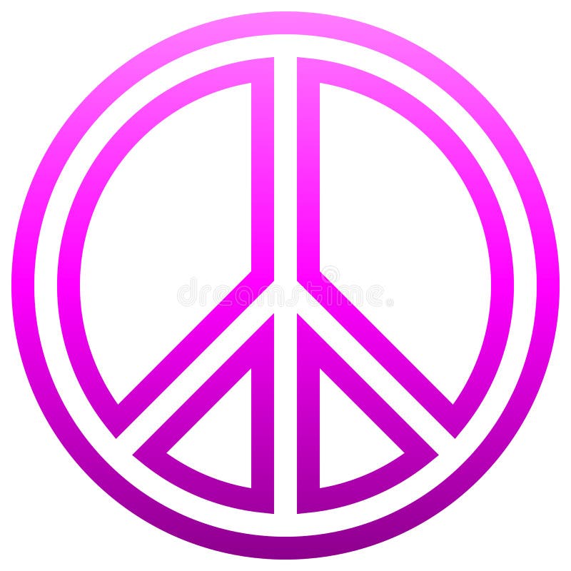 Peace Symbol Icon - Purple Simple Outlined Gradient, Isolated - Vector ...