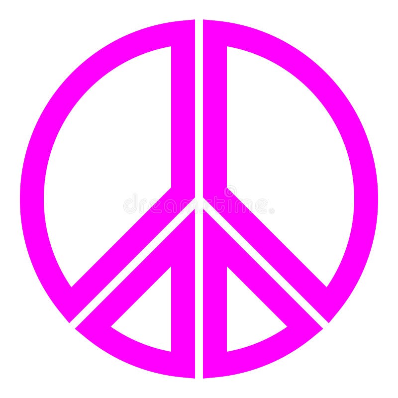 Peace Symbol Icon - Purple Simple, Segmented Outlined Shapes, Isolated ...
