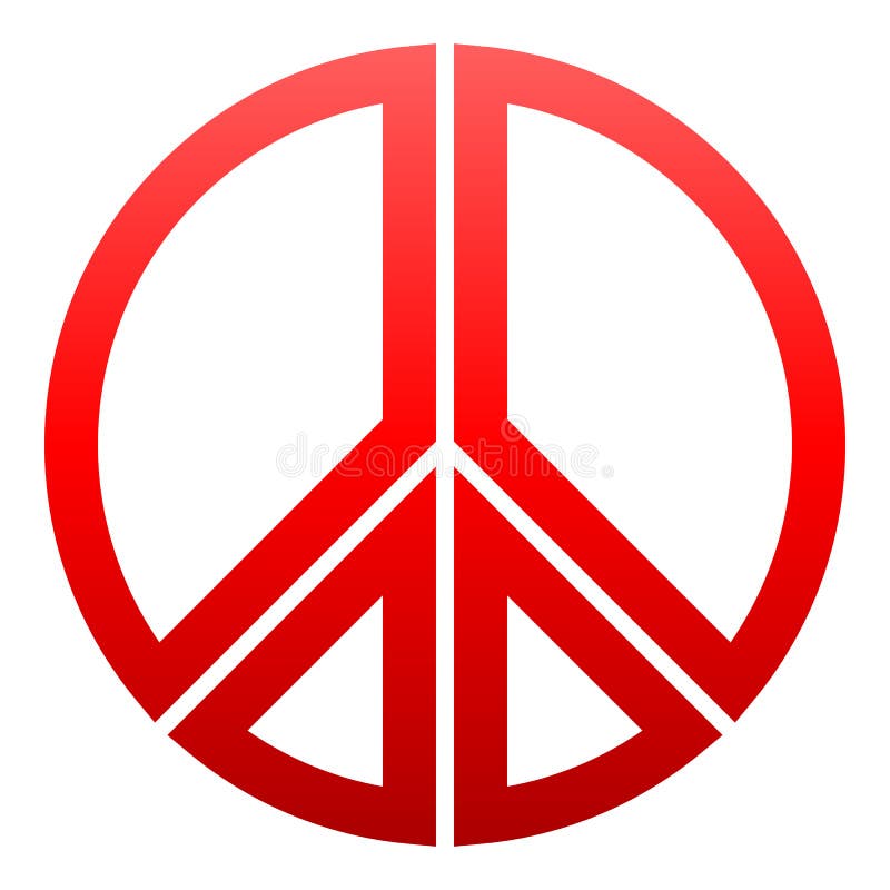 Peace Symbol Icon - Red Simple Gradient, Segmented Outlined Shapes ...