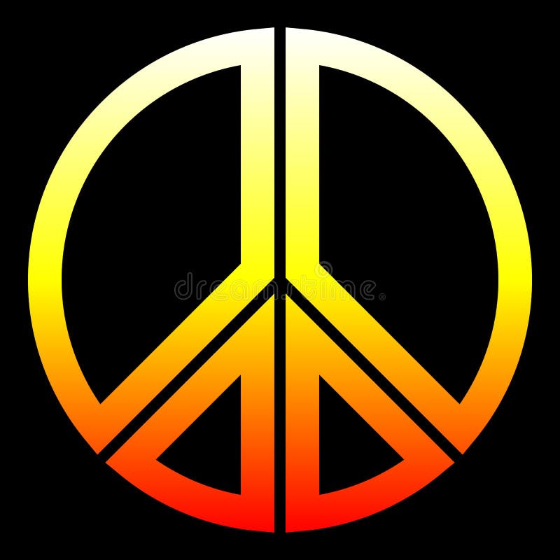 Peace Symbol Icon - White Yellow Orange Red Simple Gradient, Warm Light ...