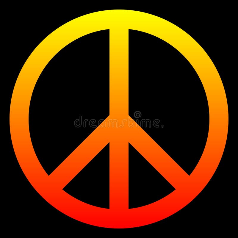 Peace Symbol Icon - Yellow Orange Red Simple Gradient, Warm Light ...