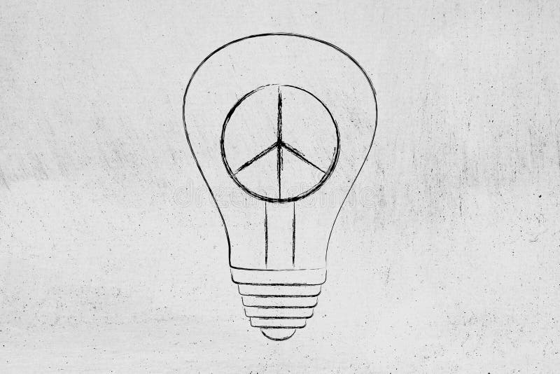 Peace Symbol Inside Lightbulb, Peaceful Future Ideas Stock Illustration ...