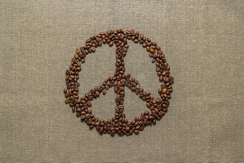 Peace Symbol Made from Coffee Beans Stock Image - Image of emblem ...