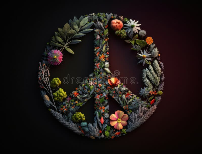Peace Symbol Made by Floral Elements Created with Generative AI ...