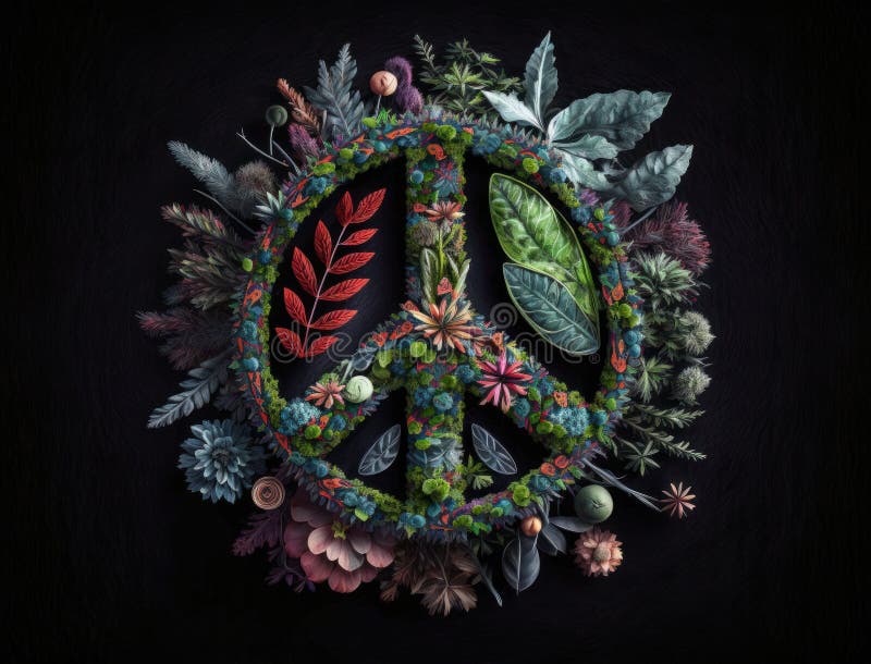 Peace Symbol Made by Floral Elements Created with Generative AI ...