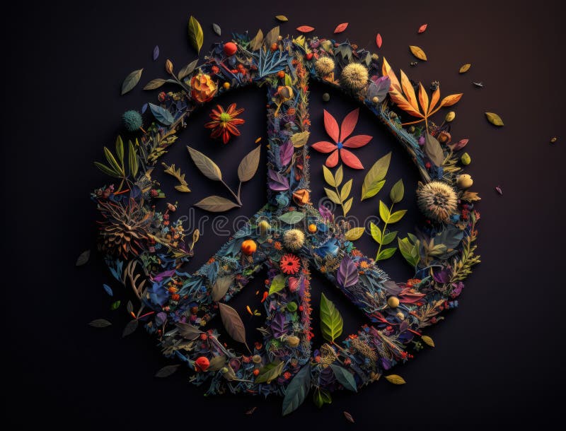 Peace Symbol Made by Floral Elements Created with Generative AI ...