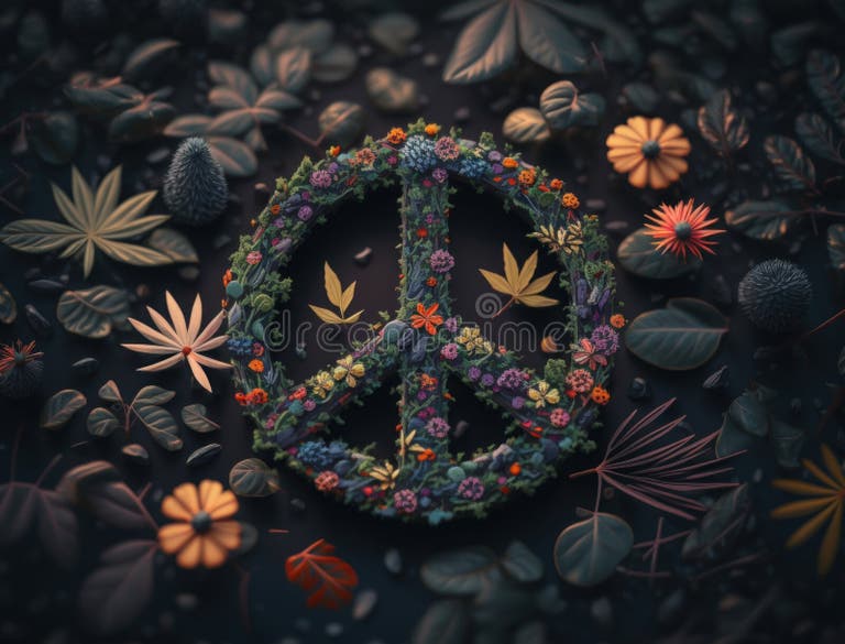 Peace Symbol Made by Floral Elements Created with Generative AI ...