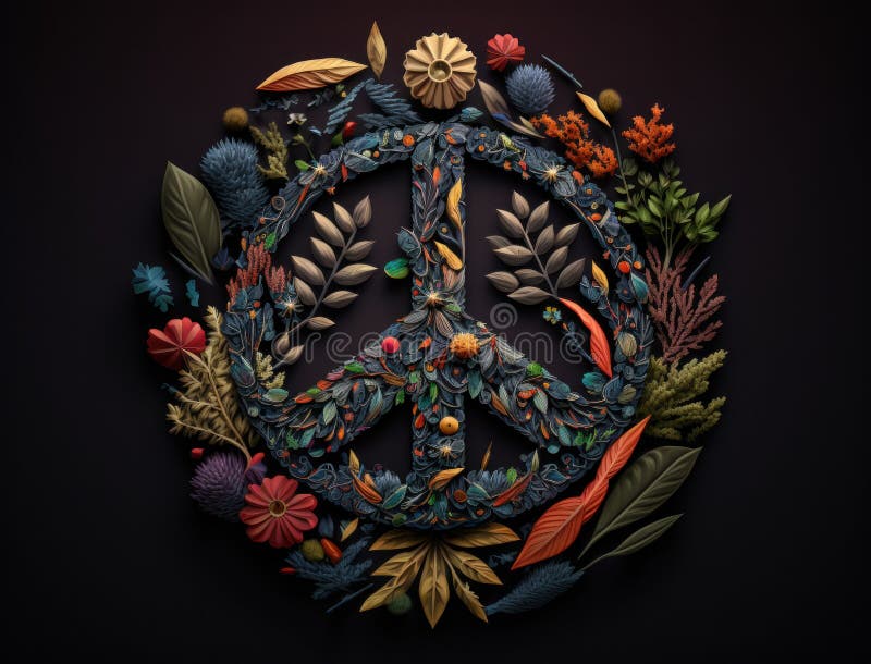 Peace Symbol Made by Floral Elements Created with Generative AI ...