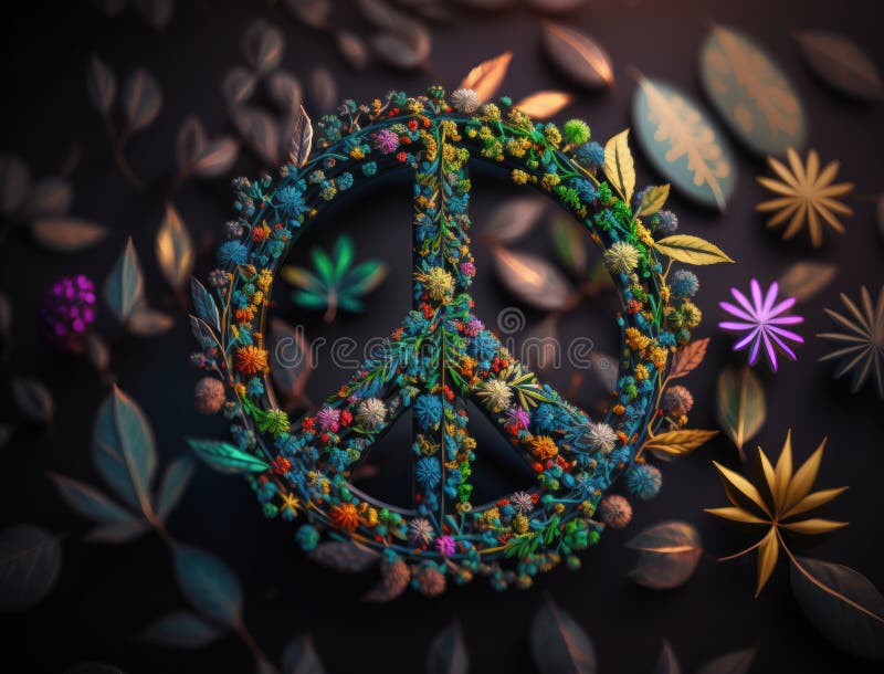 Peace Symbol Made by Floral Elements Created with Generative AI ...