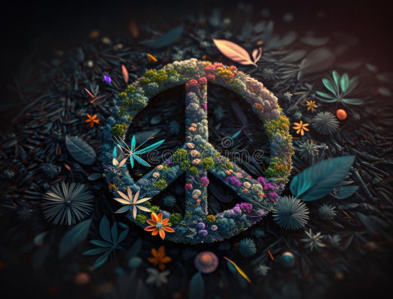 Peace Symbol Made by Floral Elements Created with Generative AI ...