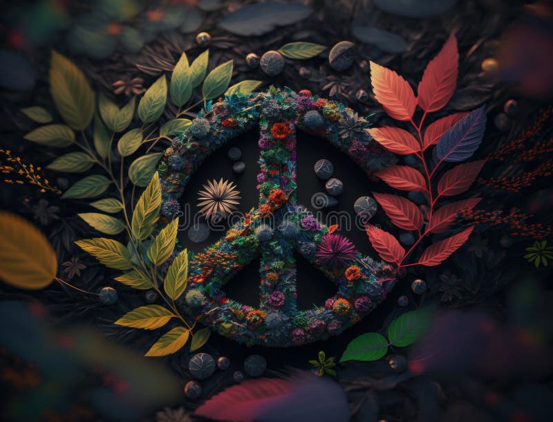 Peace Symbol Made by Floral Elements Created with Generative AI ...
