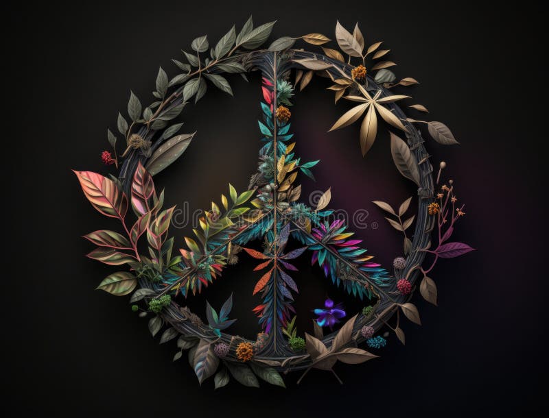 Peace Symbol Made by Floral Elements Created with Generative AI ...