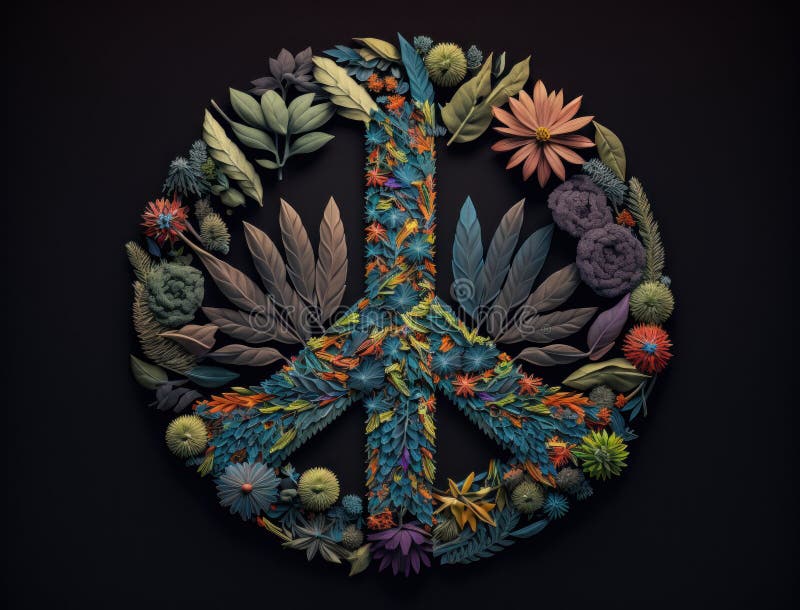 Peace Symbol Made by Floral Elements Created with Generative AI ...