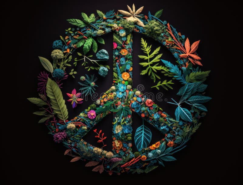 Peace Symbol Made by Floral Elements Created with Generative AI ...