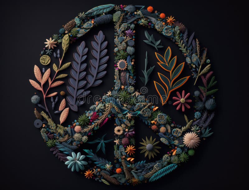 Peace Symbol Made by Floral Elements Created with Generative AI ...
