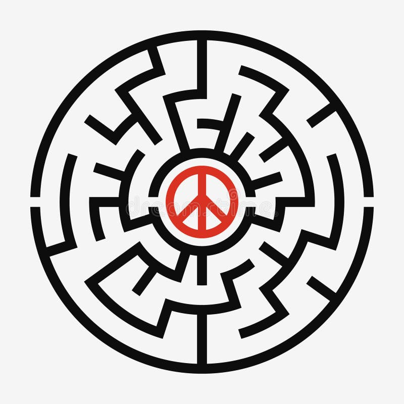 Peace Symbol Maze. Path To Harmony Stock Vector - Illustration of path ...