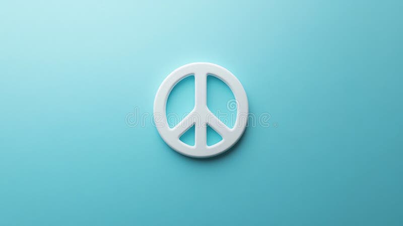 Peace Symbol on Minimalist Blue Color Background Stock Illustration ...
