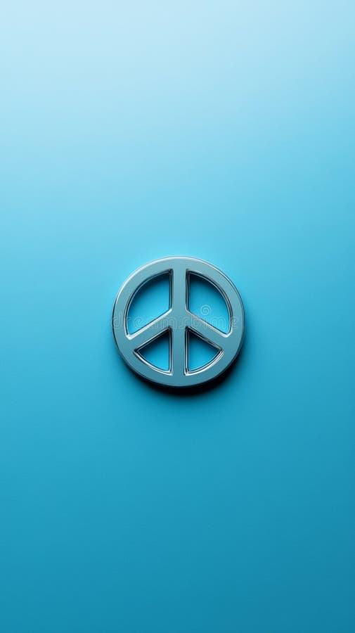 Peace Symbol on Minimalist Blue Color Background Stock Illustration ...