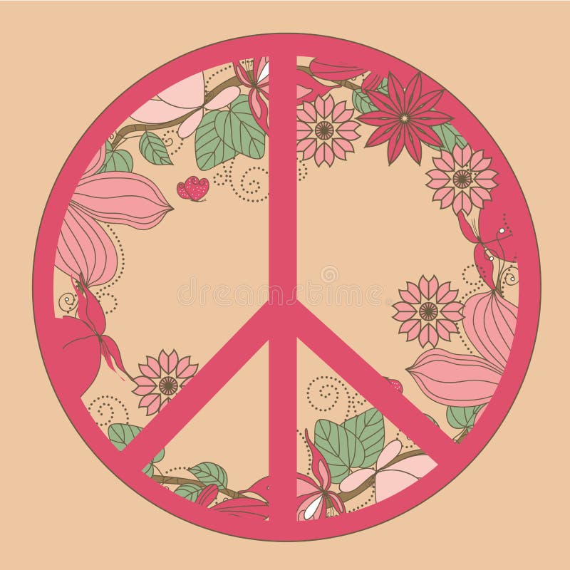 Pink PEACE Symbol Sketched Doodles Stock Vector - Illustration of sign ...