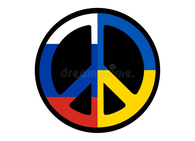 Peace Symbol Russia and Ukraine Flags Stock Illustration - Illustration ...
