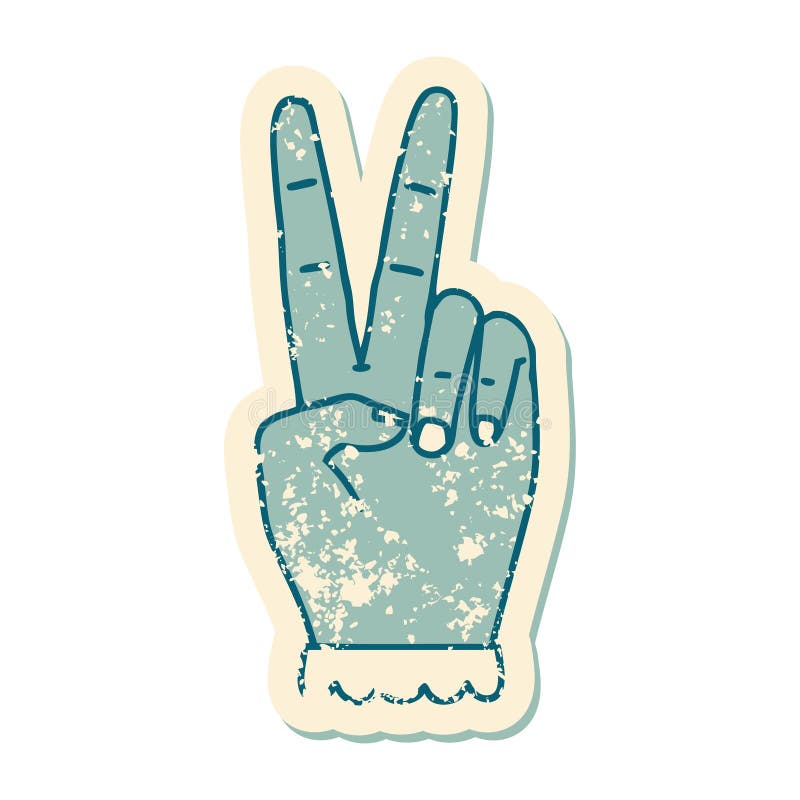 Peace Symbol Two Finger Hand Gesture Sticker Stock Vector ...