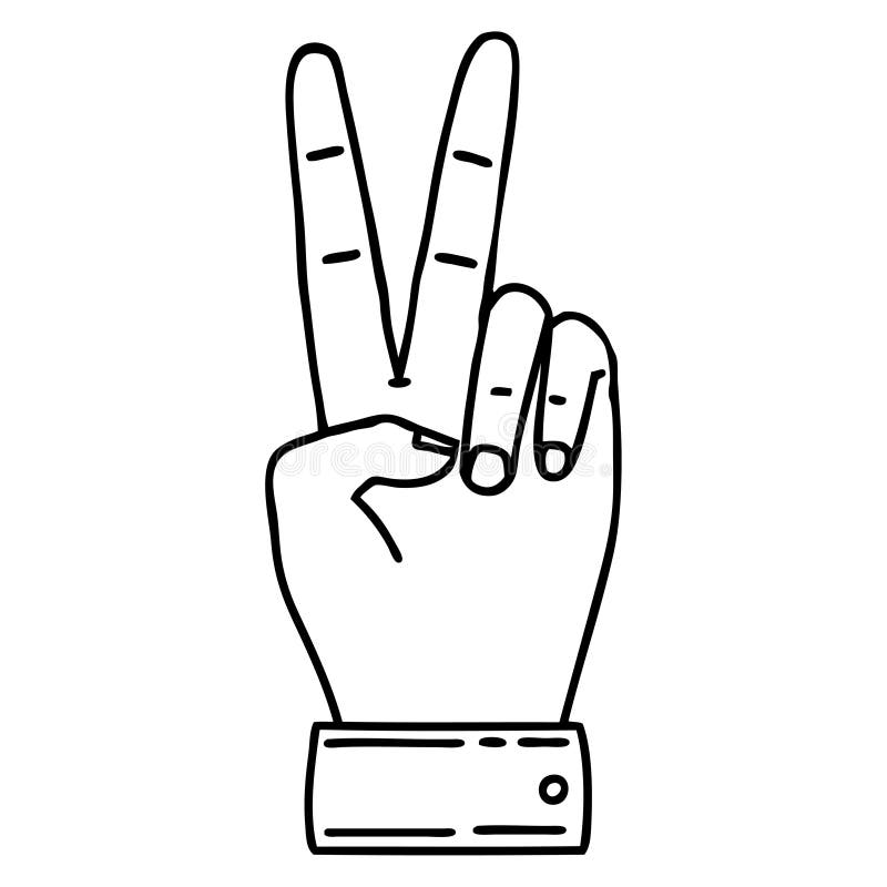 Peace Symbol Two Finger Hand Gesture Illustration Stock Vector ...