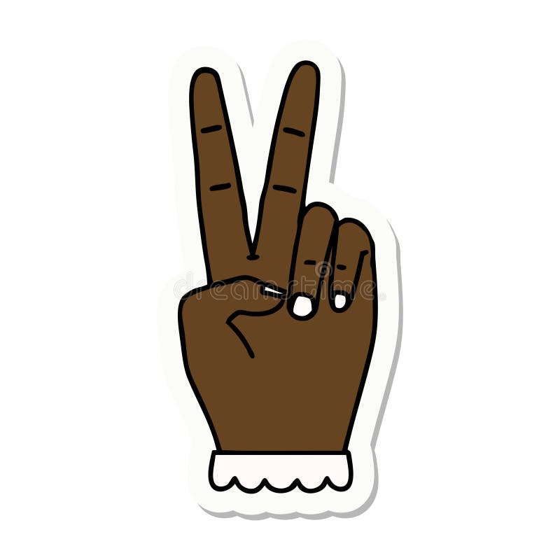 Peace Symbol Two Finger Hand Gesture Sticker Stock Vector ...