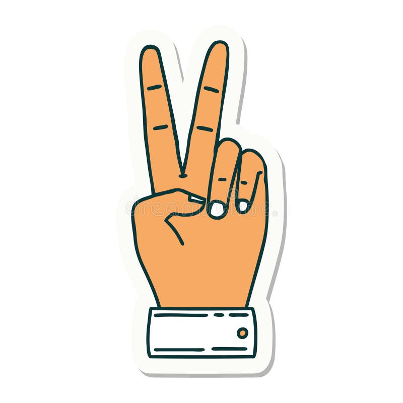 Peace Symbol Two Finger Hand Gesture Sticker Stock Vector ...