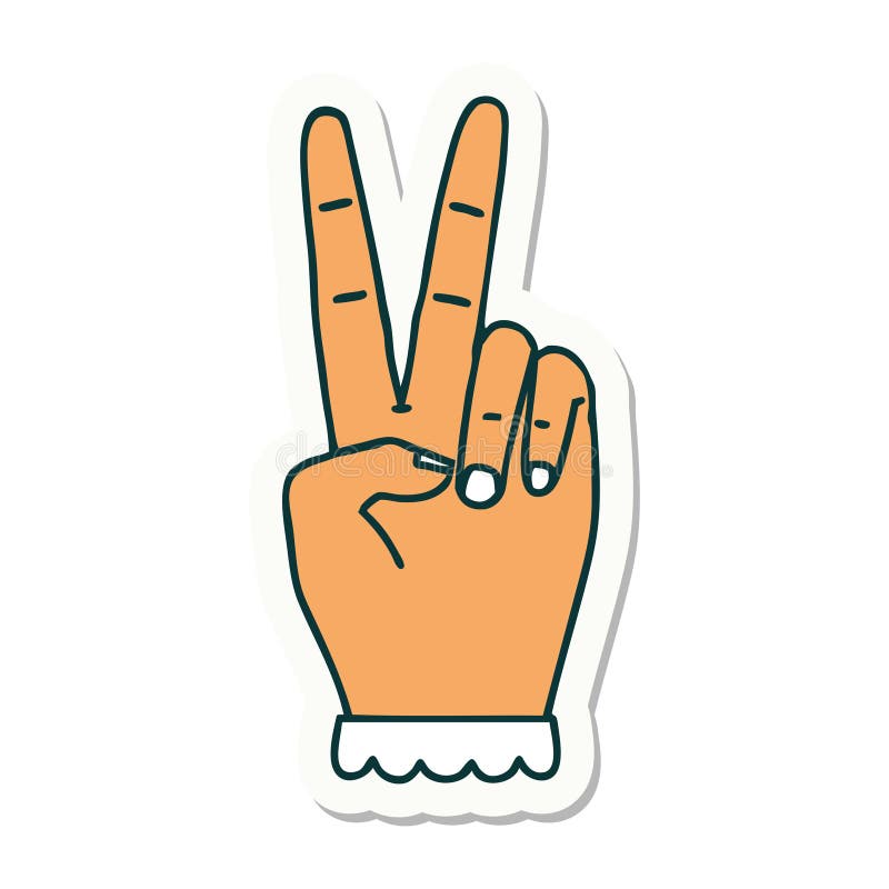 Peace Symbol Two Finger Hand Gesture Sticker Stock Vector ...
