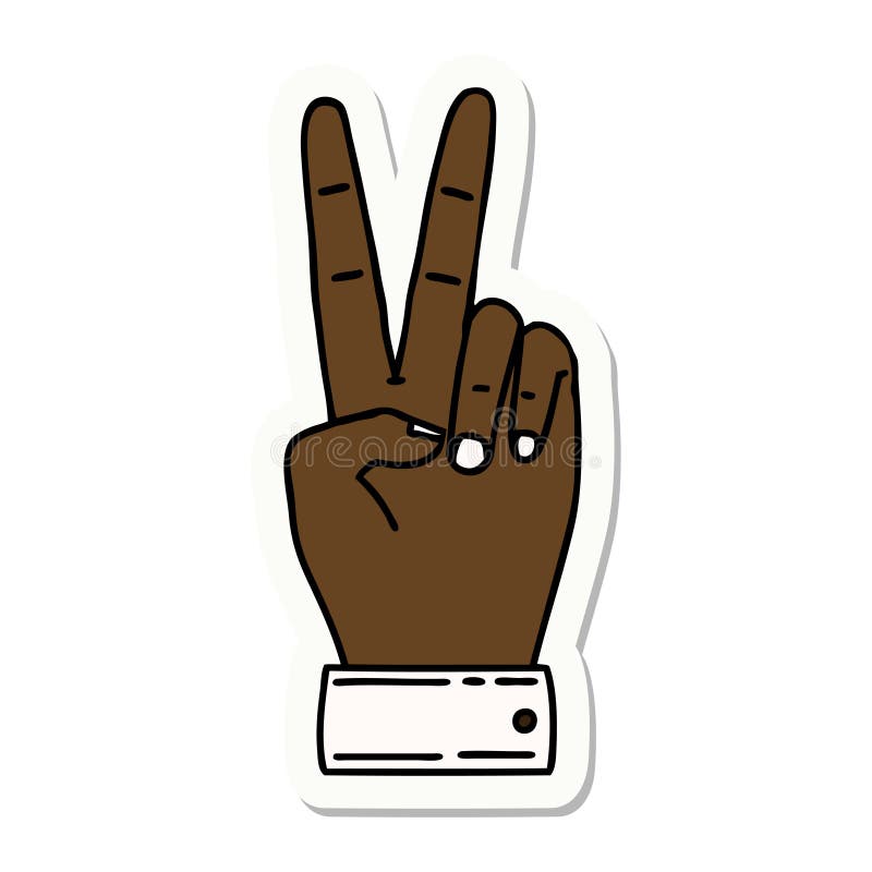 Peace Symbol Two Finger Hand Gesture Sticker Stock Vector ...