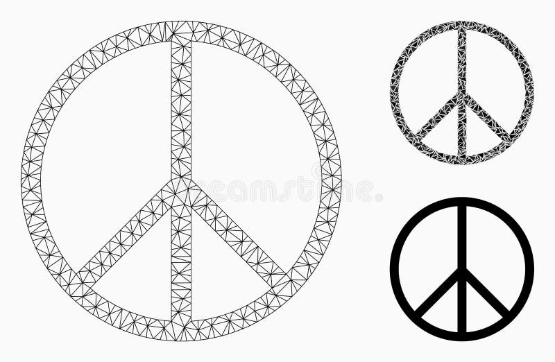 Peace Symbol Vector Mesh Wire Frame Model and Triangle Mosaic Icon ...