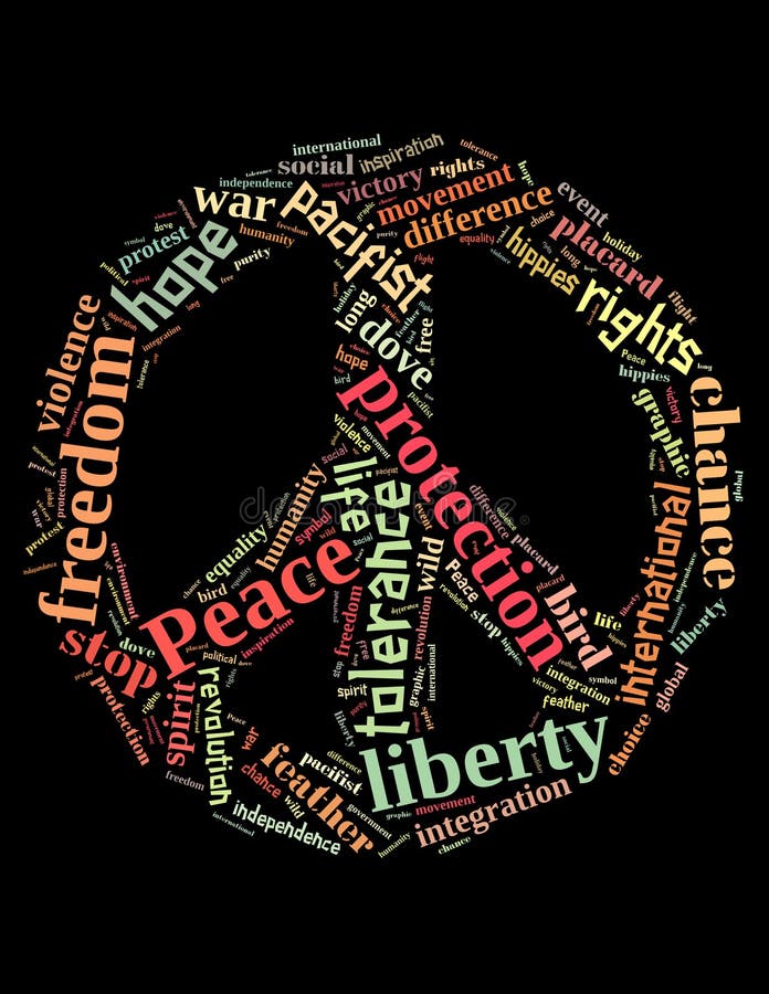 Peace Word Cloud and Hand with Marker Concept Stock Illustration ...