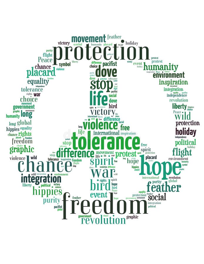 Peace Symbol, Word Cloud Concept 4 Stock Illustration - Illustration of ...