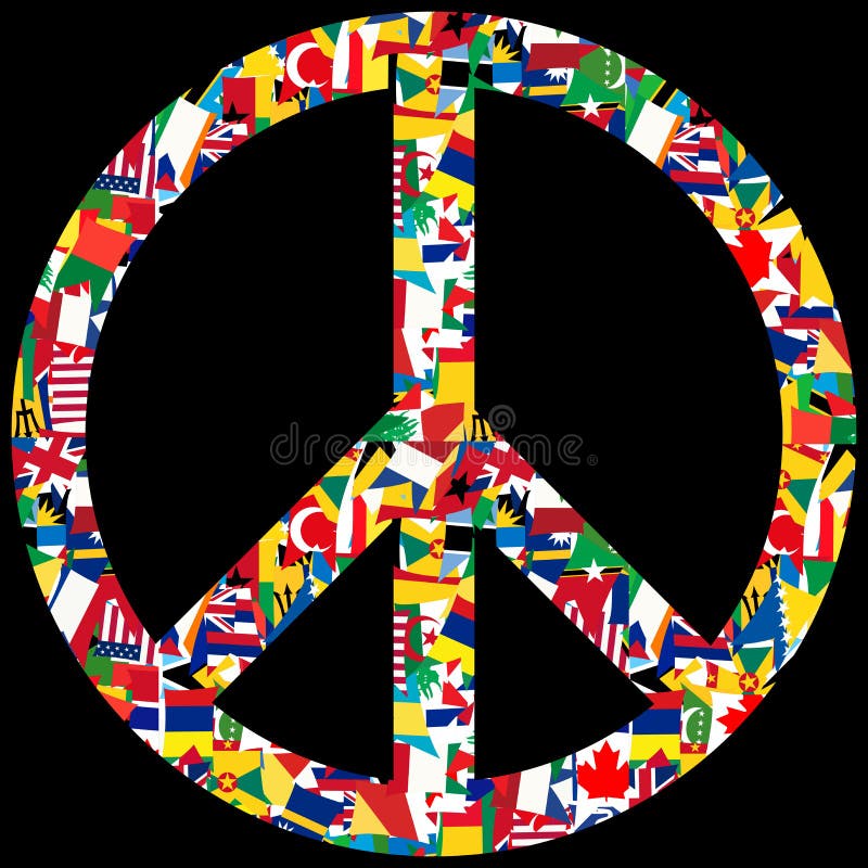 Peace Symbol with World Flags Stock Illustration - Illustration of ...